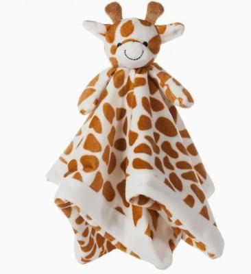 China Baby Comfort Towel with Plush Animal Head Soft Toy 33x33cm OEM Custom Logo for sale