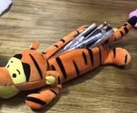 China Disney Animal Head Plush Pencil Bag 28cm Soft Stuffed Toy for School Kids for sale