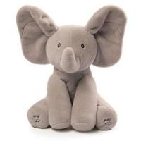 China Grey Peek A Boo Music Plush Elephant Toy 30cm Electronic Stuffed Animal for sale