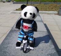 China 28cm Musical Plush Panda Toy Singing Dancing Electronic Bicycle Animal Soft Toy CE EN71 for sale