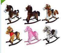 China Plush Rocking Horse Animal Ride On Toy for Kids 73x65x30cm Indoor Play for sale