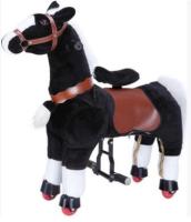China Mechanical Pony Ride On Walking Animal Rocking Horse 66x31x72cm Plush Steel Frame for sale