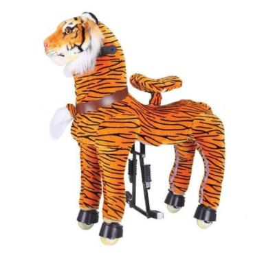 China Rocking Tiger Mechanical Pony Ride On Walking Animal Toy 66x31x72cm Plush Steel Frame for sale