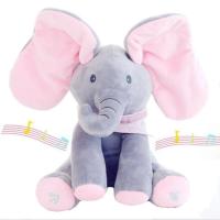 China Musical Peek a Boo Elephant Plush Toy 30cm Hide and Seek Soft Baby Cuddle Toy for sale