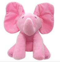 China Musical Peek a Boo Elephant Plush Toy 30cm Hide and Seek Soft Baby Cuddle Toy for sale