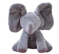 China Musical Peek a Boo Elephant Plush Toy 30cm Hide and Seek Soft Baby Cuddle Toy for sale