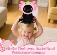 China Black Cat Plush (Strawberry Axolotl Hood) for sale
