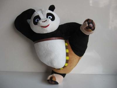 China 20cm Black Kungfu Panda Kick Pose Stuffed Plush Toy Custom Logo OEM for sale