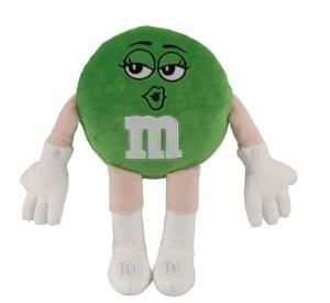 China Green M&M Stuffed Plush Toy 25cm Custom Logo OEM Plush Animal Doll for sale