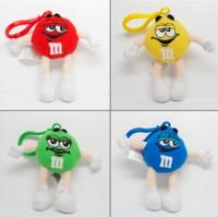 China Custom Green M&M Plush Keychain 10cm Soft Stuffed Toy for Promotional Gifts for sale