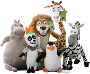 China Madagascar 3 Family Full Set Stuffed Plush Toys 20cm 25cm 30cm Polyester Soft Animal Dolls for sale
