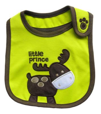 China Green Baby Bibs 28x19cm Cute Donkey Design Waterproof EVA Cotton Toweling for Infants Toddlers for sale