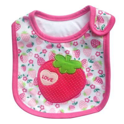 China Personalised Anti Bacterial Strawberry Baby Bib 28x19cm Cotton EVA Waterproof for sale