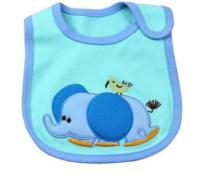 China Custom OEM Blue Elephant Baby Bib 28x19cm EVA Waterproof Washable Feeding Bib for sale