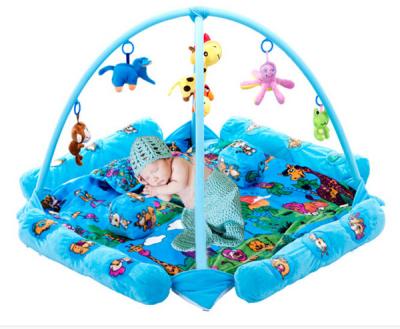 China Seabeach Blue Baby Play Gym Mat 90x90x60cm with Plastic and Stuffed Toys for sale