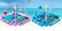China Seabeach Blue Baby Play Gym Mat 90x90x60cm with Plastic and Stuffed Toys for sale