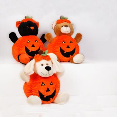 China Orange Halloween Pumpkin Stuffed Plush Toy 30cm Soft PP Cotton for Promotions for sale