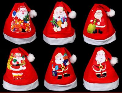 China Red Plush Santa Claus Christmas Hat 33x23cm for Party Gifts OEM Custom Logo for sale