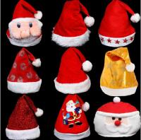 China Red Plush Santa Claus Christmas Hat 33x23cm for Party Gifts OEM Custom Logo for sale