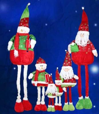 China Large Santa Doll and Snowman Stretching Leg Plush Toy 60cm 90cm 150cm for Christmas Holiday Party for sale