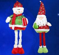 China Large Santa Doll and Snowman Stretching Leg Plush Toy 60cm 90cm 150cm for Christmas Holiday Party for sale