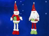 China Large Santa Doll and Snowman Stretching Leg Plush Toy 60cm 90cm 150cm for Christmas Holiday Party for sale