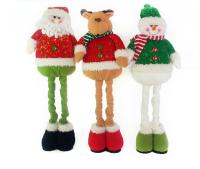 China Stuffed Reindeer Snowman Doll Christmas Plush Toys 35cm 42cm 55cm Stretching Leg for sale