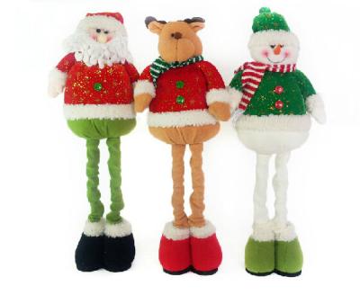China Stuffed Reindeer Snowman Doll Christmas Plush Toys 35cm 42cm 55cm Stretching Leg for sale