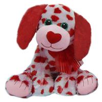 China Custom Embroidery Logo 30cm Red Plush Toy Dog for Valentines Day Gift for sale