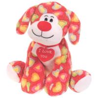 China Custom Stuffed Animal Dogs with Red Heart 30cm Plush Dog Toy OEM for sale