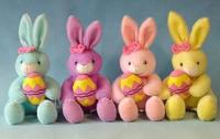 China 25cm Stuffed Easter Bunnies with Egg Push Toys Soft Plush Toys for Holiday Celebration for sale