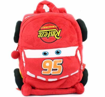 China Disney Lightning McQueen Plush Backpack School Bag 35cm for Kids Promotional Gifts for sale