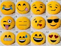 China 32cm Yellow Round Emoji Emoticon Stuffed Cushion Pillow Polyester Home Decoration 22 Styles for sale