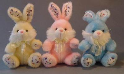 China Long Hair Plush Easter Bunnies Stuffed Toys 25cm Yellow Pink Blue Soft Plush for Festival Celebration for sale