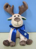 China 20cm Christmas Plush Reindeer Moose Stuffed Animal Toy with Ribbon for Holiday Promotion for sale