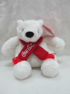 China Coca Cola Polar Bear Stuffed Animal Christmas Plush Toy 16cm Soft Long Pile for sale