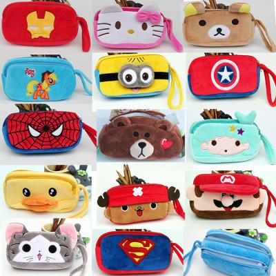 China Plush Pencil Pouch 18x8x5cm Cartoon Character Red Blue for Promotion Gifts OEM for sale