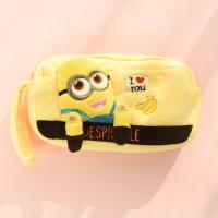 China Custom Minion Plush Pencil Case 18x8x5cm Yellow Soft Plush Fabric OEM for sale