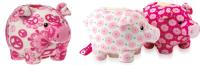 China Pink Plush Piggy Bank 18cm Coin Collection Stuffed Toy with Plastic Bank Inside for sale