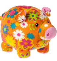 China 18cm Cute Pig Piggy Bank Stuffed Plush Toy Coin Collection Orange Plush for sale