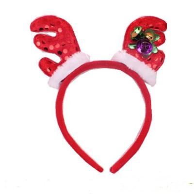 China Plush Reindeer Antler Headband Hat 20cm Red Party Costume Accessory CE EN71 for sale