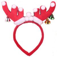 China Plush Reindeer Antler Headband Hat 20cm Red Party Costume Accessory CE EN71 for sale