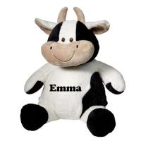 China Customized 20cm White Black Milka Cow Stuffed Plush Toy Polyester Soft Animal Doll for Pet Promotion Gift for sale