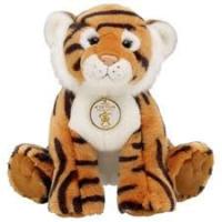 China Customized 25cm Brown Tiger Plush Toy with Badge Polyester Stuffed Animal for Promotion Gifts for sale