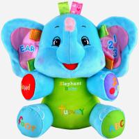 China Talking Blue Elephant Plush Toy 25cm with Music for Baby Learning OEM Custom for sale