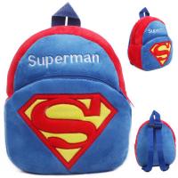 China Custom Cartoon Superman Kids School Backpack 35x25x10cm Soft Plush Polyester for sale