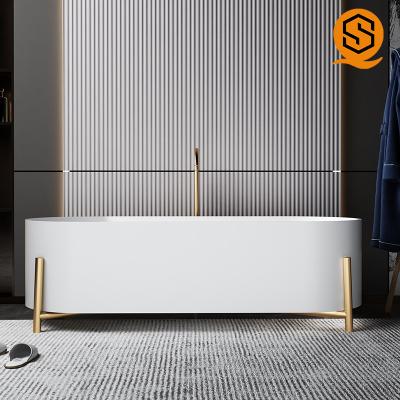 China Unique bathtub design with gold legs matte white artificial stone high quality bath tub for sale