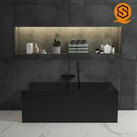 China Square matte white black design bathtub Adult large standing artificial stone bathtub for sale