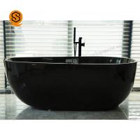 China Glossy Black Resin Solid Surface Soaking Tub Rectangle Shaped For Hospital for sale