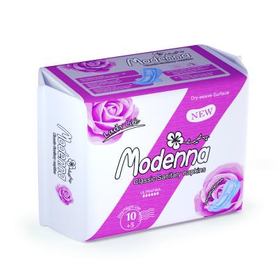 China Modenna Overnight Sanitary Towel Pads 180-410mm with Wings and 160ml Absorbency - Cotton Surface Disposable for sale